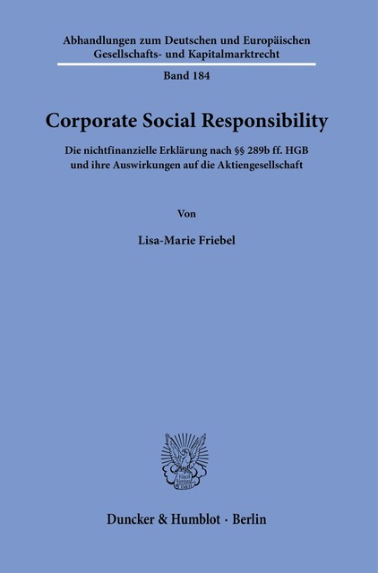 Corporate Social Responsibility. von Lisa-Marie Friebel (2021 ...