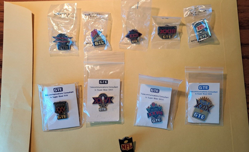 Super Bowl Football Pins GTE/NFL XX through XXVII Plus XXIX & NFL Logo ...
