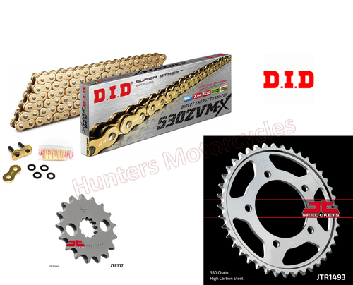 Kawasaki ZZR1400 Super Heavy Duty DID ZVMX Gold X-Ring Chain and JT ...