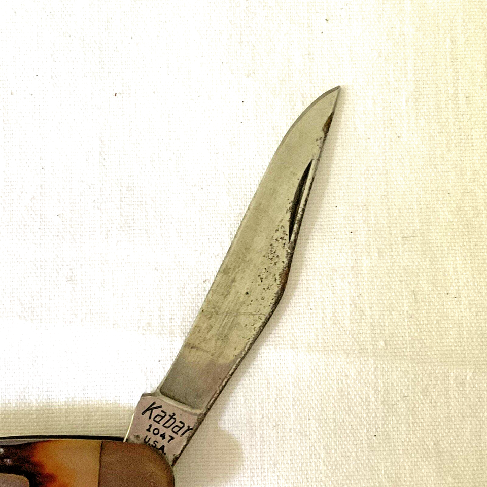 Kabar 1047 Pocket Knife 2 Blades Made in USA Rust on Both Blades See ...
