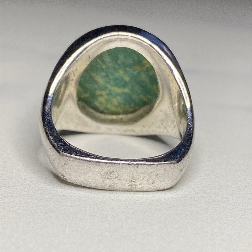 Sterling Silver and Amazonite Stone Ring Size 6.5 Squared Anti-Spin ...