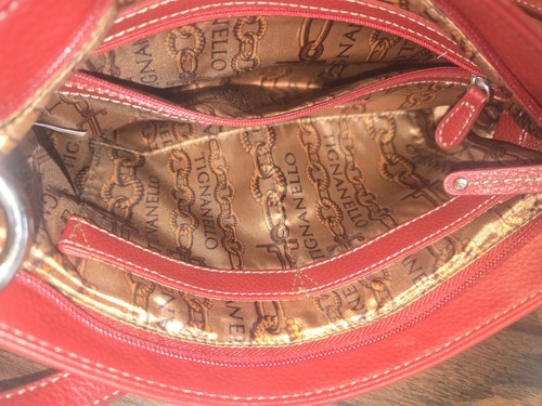 Tignanello Red Leather Crossbody Bag Built in Organizer Wallet Purse ...