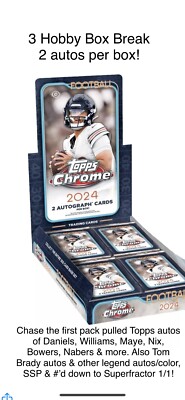 NEW ENGLAND PATRIOTS 2024 TOPPS CHROME NFL 3 HOBBY BOX , 1/4 CASE BREAK ...