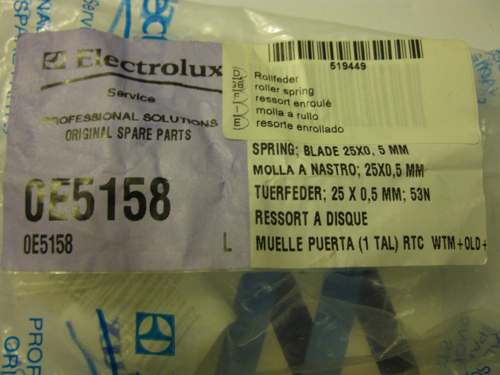 Zanussi Electrolux 0E5158 Genuine Therma, Blade Spring 25X0-5MM | eBay