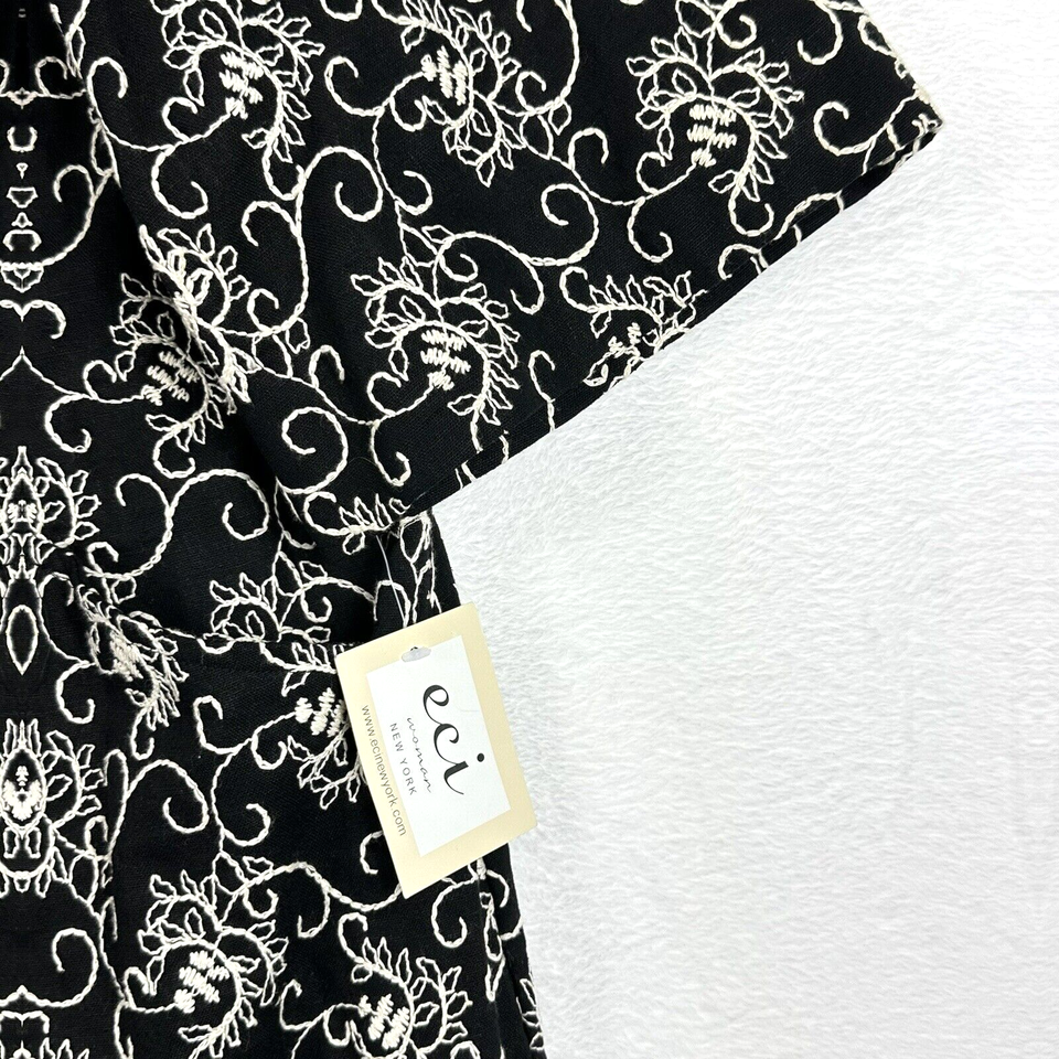 ECI Swing Coat NWT Women’s Size 18W Black With White Embroidery Floral ...