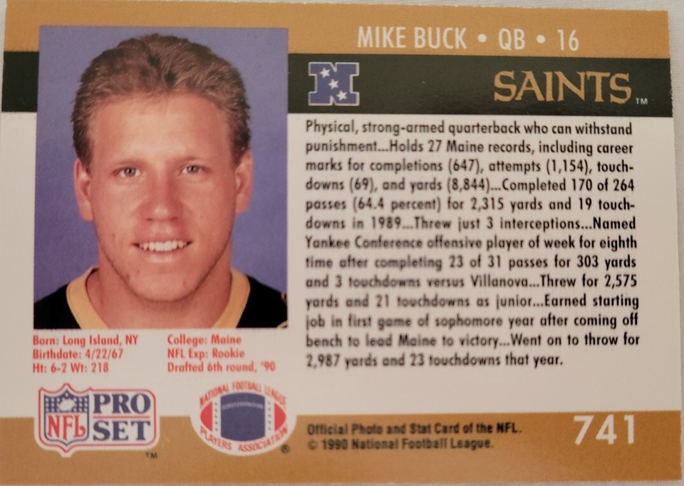 1990 Pro Set Football #741 Mike Buck RC | eBay