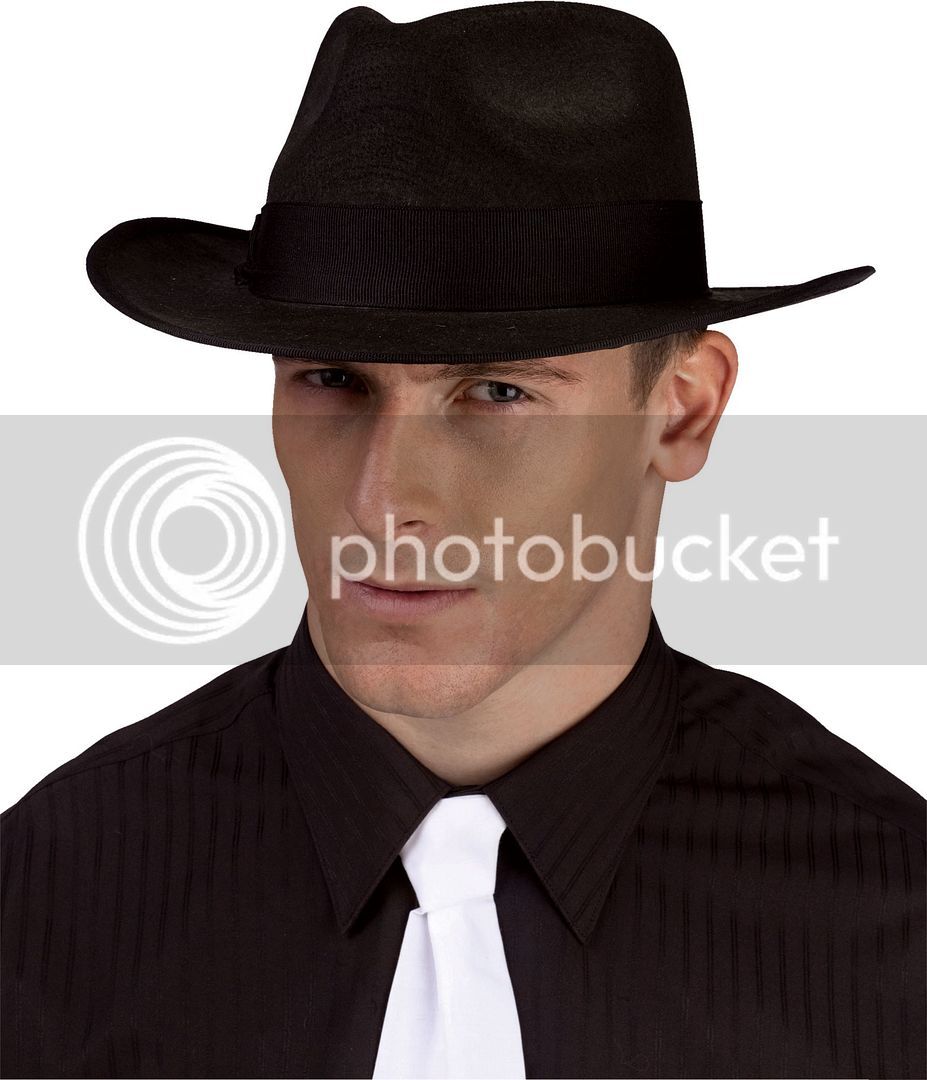Gangster Wearing Fedora Child's Black Felt Gangster Hat