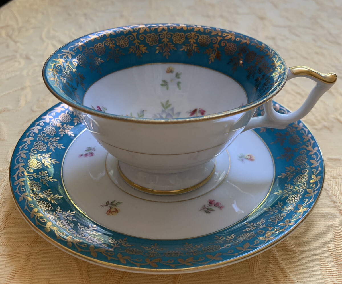 Vintage Bavaria Germany Tea Cup Saucer Cobalt Floral Gold Trim ...