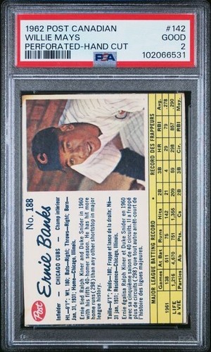 1962 Post Canadian Ernie Banks PSA 2 | eBay