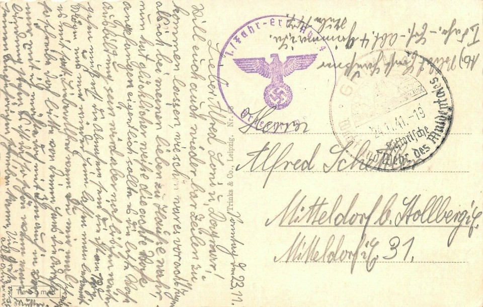 Elfsner Barracks Grimma Saxony Postcard AK 1941 | eBay