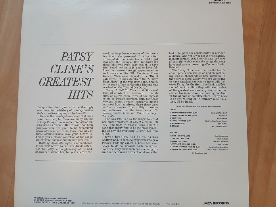 Patsy Cline's Greatest Hits LP | eBay