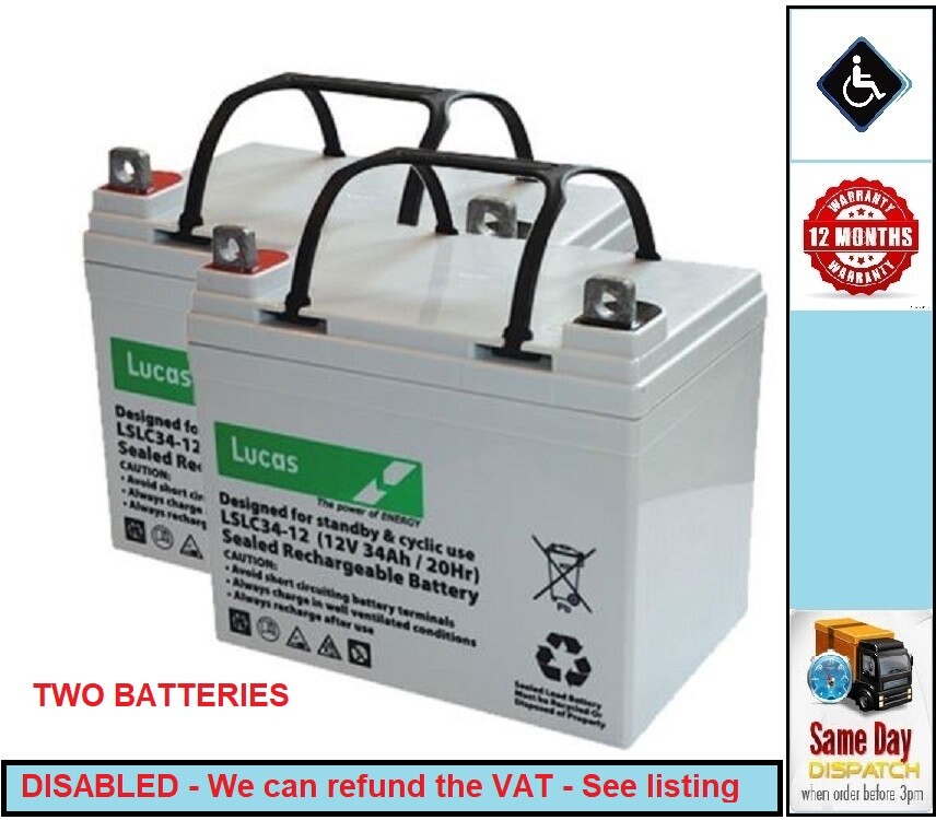 2 x LUCAS Replacement Batteries for CTM HS-580 & HS-585 Mobility ...