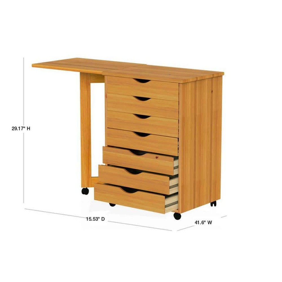 Adeptus 29.17" Tall Rolling Cart/Desk 7-Drawer Wood Rolling Legal File ...
