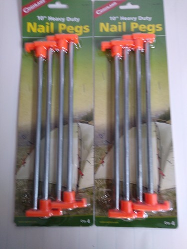 2 Packs of 4 Each Coghlan's Heavy Duty 10" Tent Stakes Canopy Nail Pegs ...