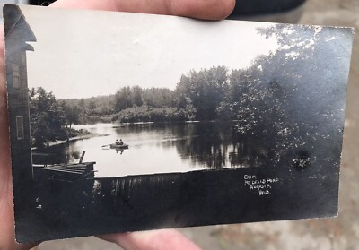 1911 Dam At Dells Pond Augusta Wisconsin RPPC Photo & Stamp Fairchild ...