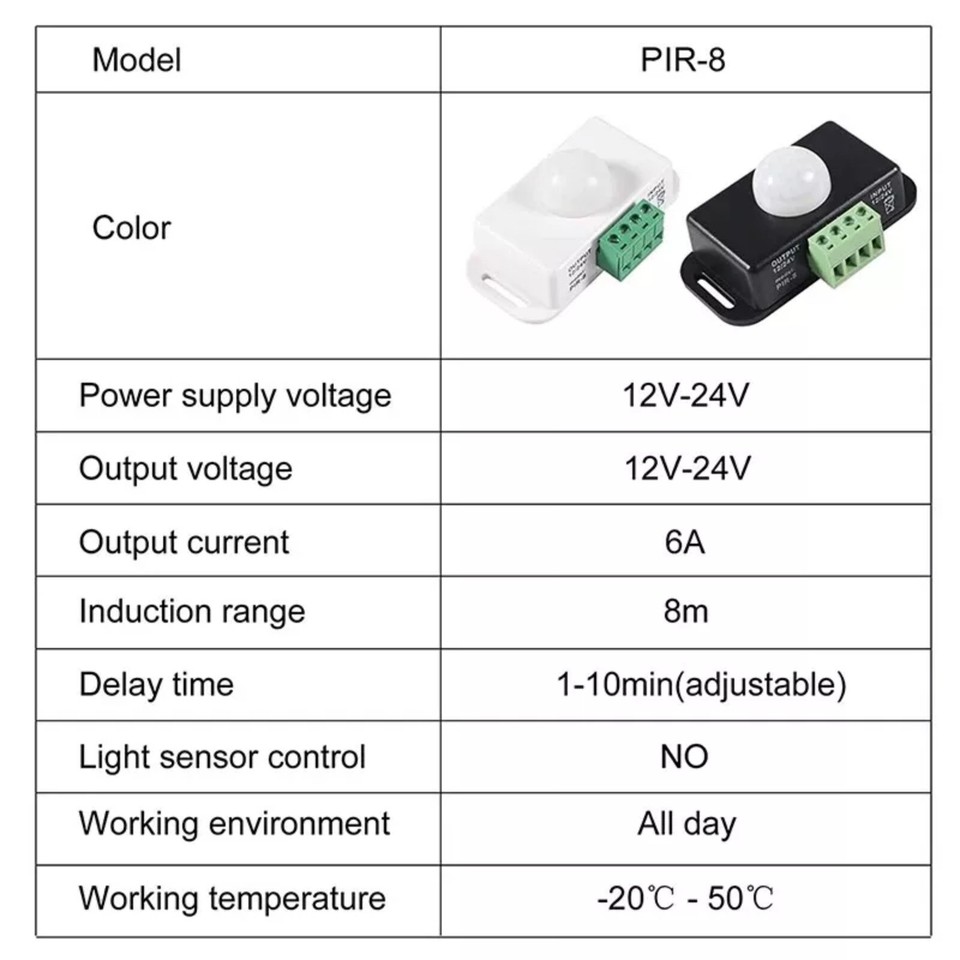 4 Pack DC 12V 24V PIR Motion Sensor Controller LED Light Switch Body ...