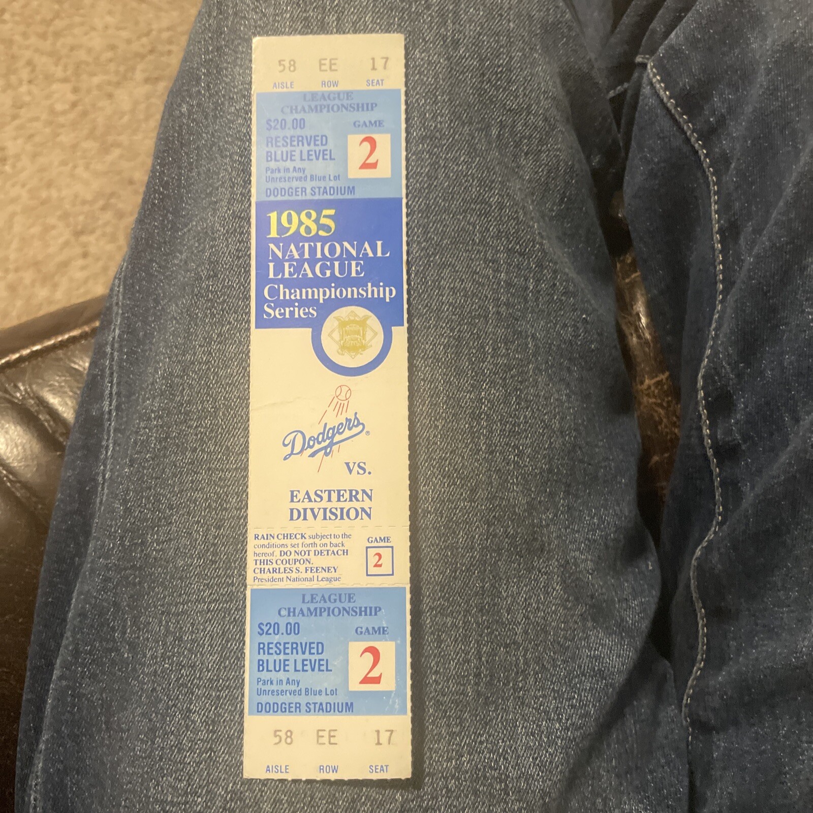 1985 Dodgers v Cardinals NLCS Game 2 Orel Hershiser CG 2-8 win ticket ...