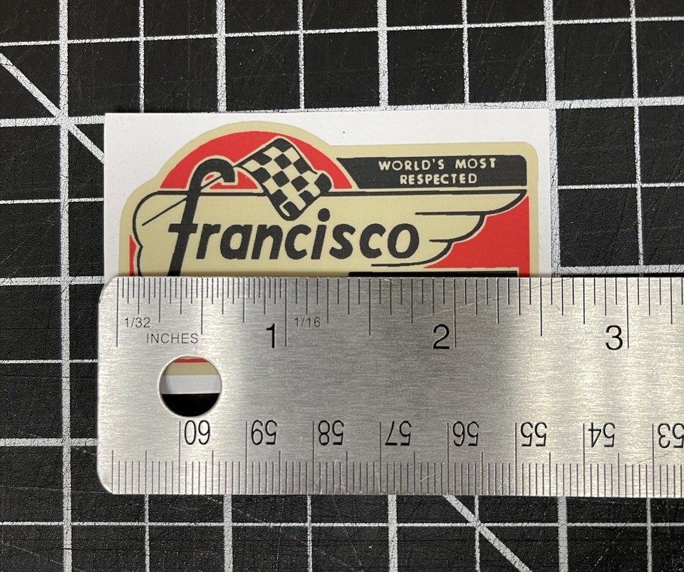 Pair of small FRANCISCO Racing Fuels - NEW Vintage Racing Decal Sticker ...
