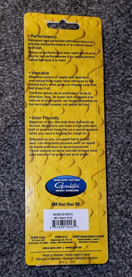 SPRO KGB CHAD SHAD 180 GLIDE BAIT Big Bass Swimbait 7" Lures * GIZZARD ...