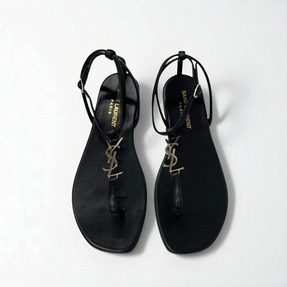 YSL Saint Laurent Cassandra Thong Sandals Black Women's Size 35 US5 | eBay