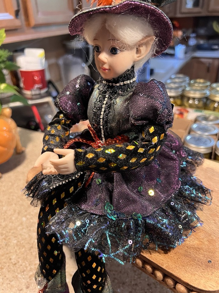 NICOLE MILLER Halloween Witch Elf Shelf Sitter Posable Medium Doll ...