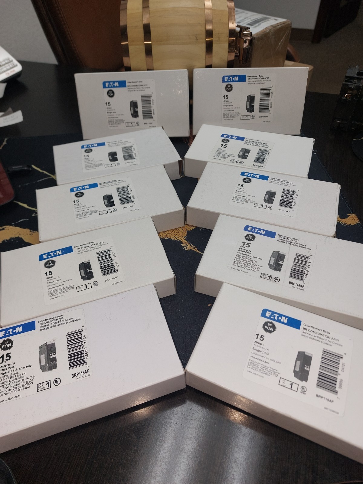 Eaton BRP115AF 15A 1-Pole Arc Fault Plug-On Neutral Breakers (10)