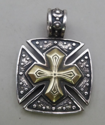 kONSTANTINO Sterling Silver & Bronze Maltese Cross Pendant STKJ297-300 ...