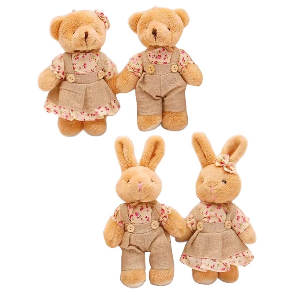 4 Pcs Key Chain Supplies Cartoon Stuffed Toy Keyring Bag Hanging ...