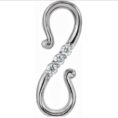 15mm Solid 950 Platinum 0.03ctw Si1 G Diamond S Hook Coil Clasp ...