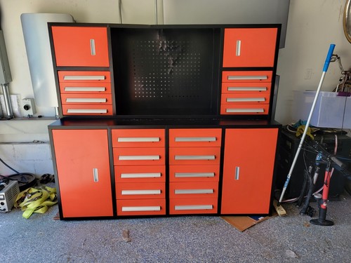 7FT Garage Storage Cabinets Workbench 18 Drawers 4 Cabinet RED Steelman ...
