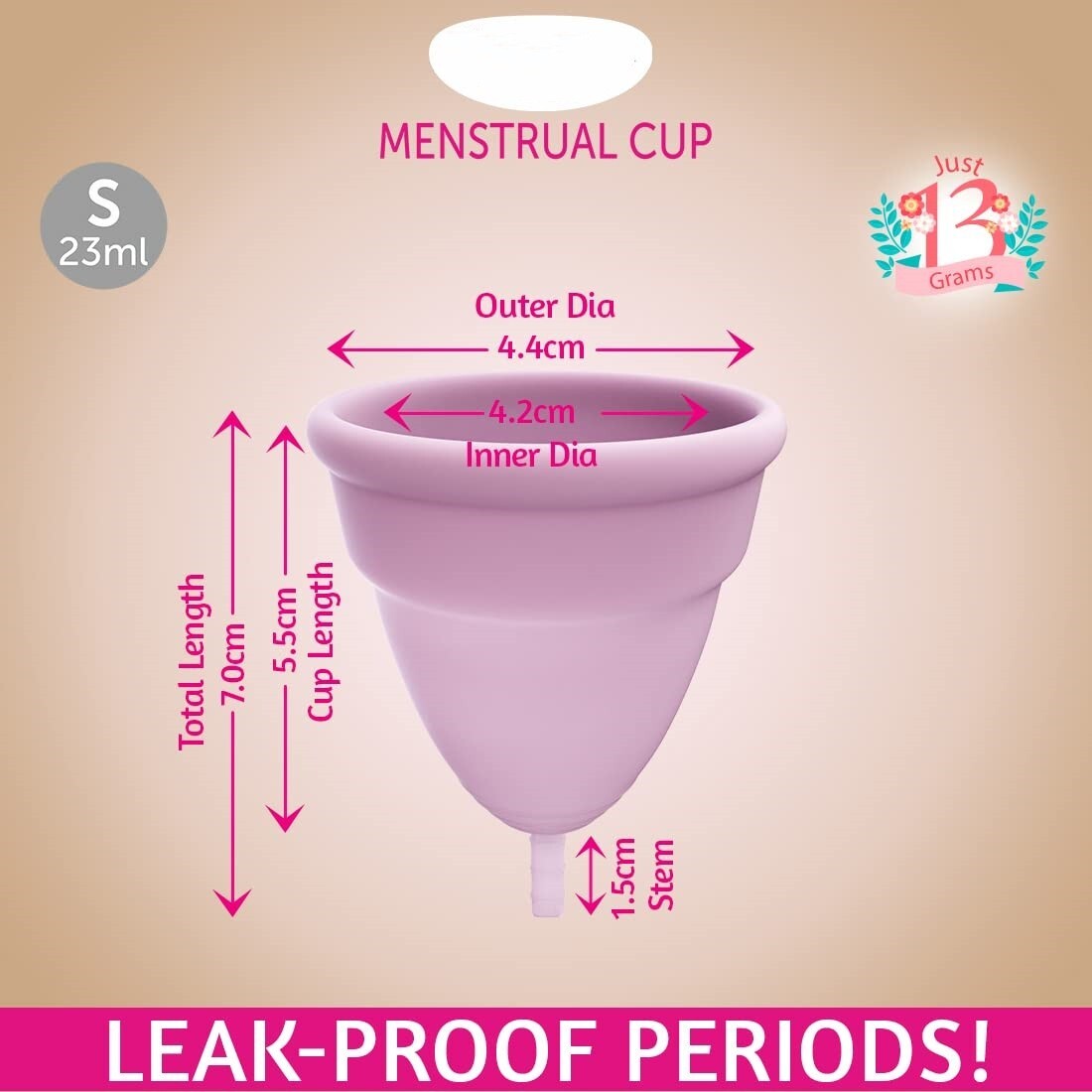 Menstrual Cup for Women- 1pc (Small, 23ml) with storage pouch- 12 hours ...