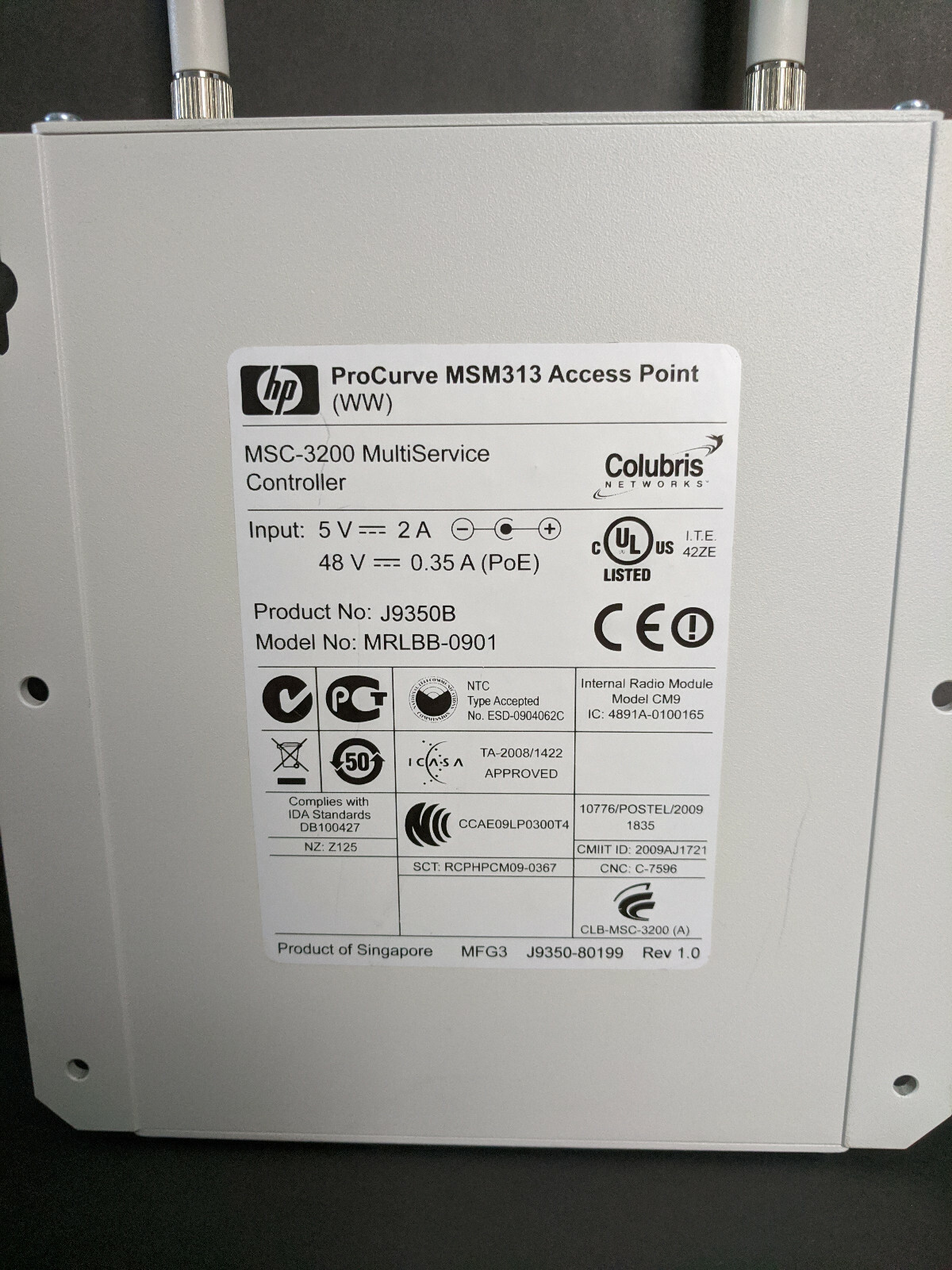 Hp ProCurve MSM313 Access Point PoE - NO ALIMENTATORE - Colubris ...