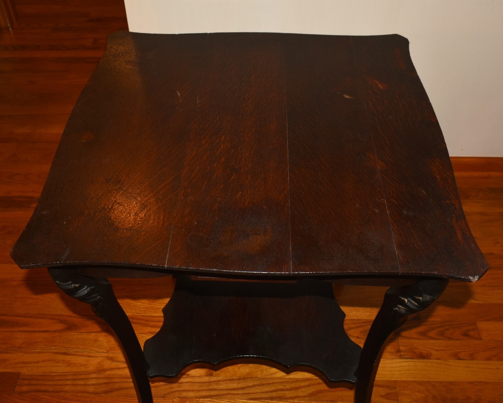 Antique Parlor Table with Original Finish Large Two Teir Carved Wood 30 ...