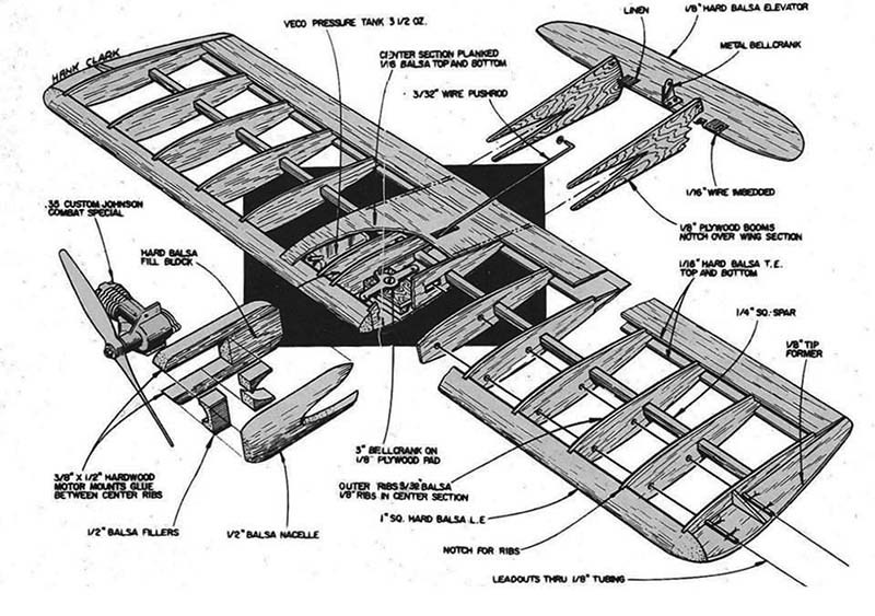 Model Airplane Plans (UC): Voodoo 36" Combat for .19-.36 Engine by ...