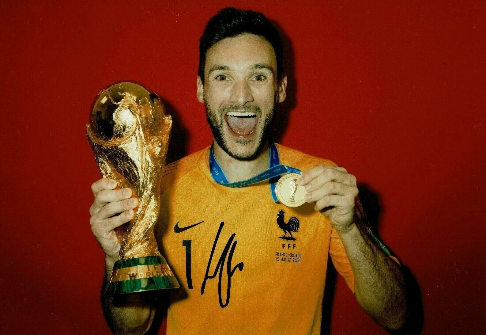 Hugo Lloris SIGNED 12X8 Photo France 2018 World Cup Trophy Genuine ...