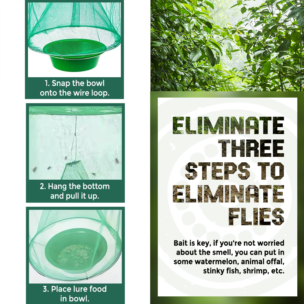Reusable Fly Trap Insect Killer Net Cage Trap Outdoor Ranch Pest ...
