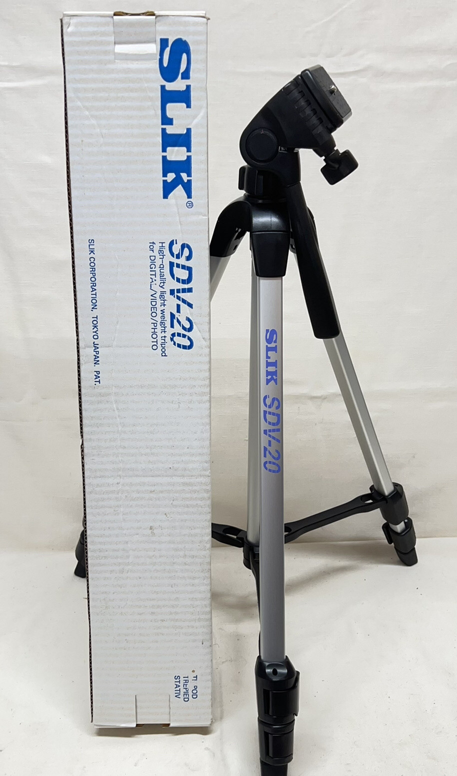 Slik SDV-20 Three Way Pan Head Tripod with Quick Release Plate New in Box | eBay
