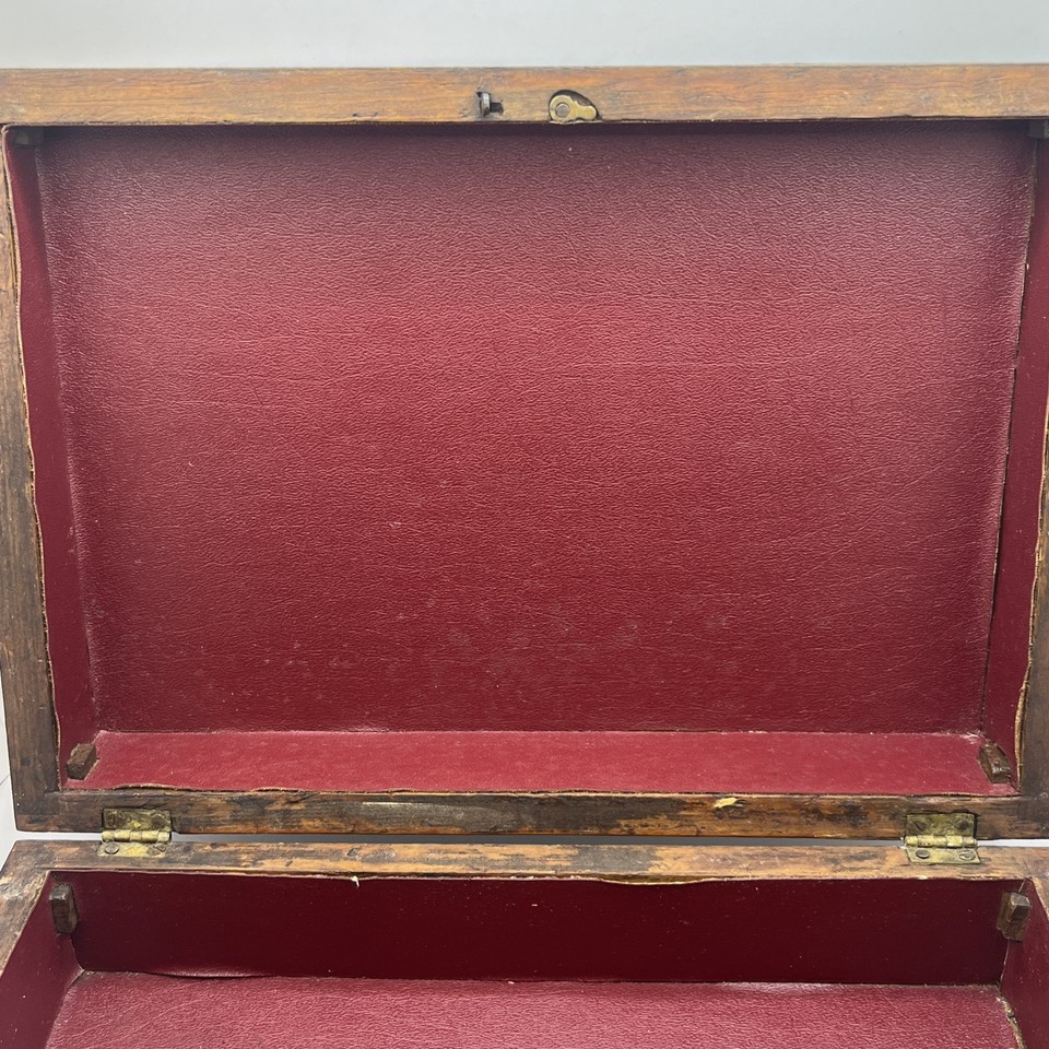 Vtg Antique Victorian Dark Wood Lap Writing Desk Storage Chest Box ...