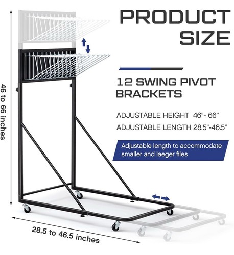Mobile Blueprint/Poster Display Rack Heavy Duty Plan 12 Brackets-Black ...