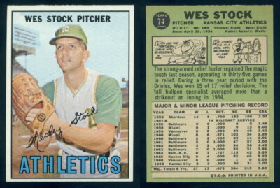 (60288) 1967 Topps 74 Wes Stock Athletics-NM | eBay