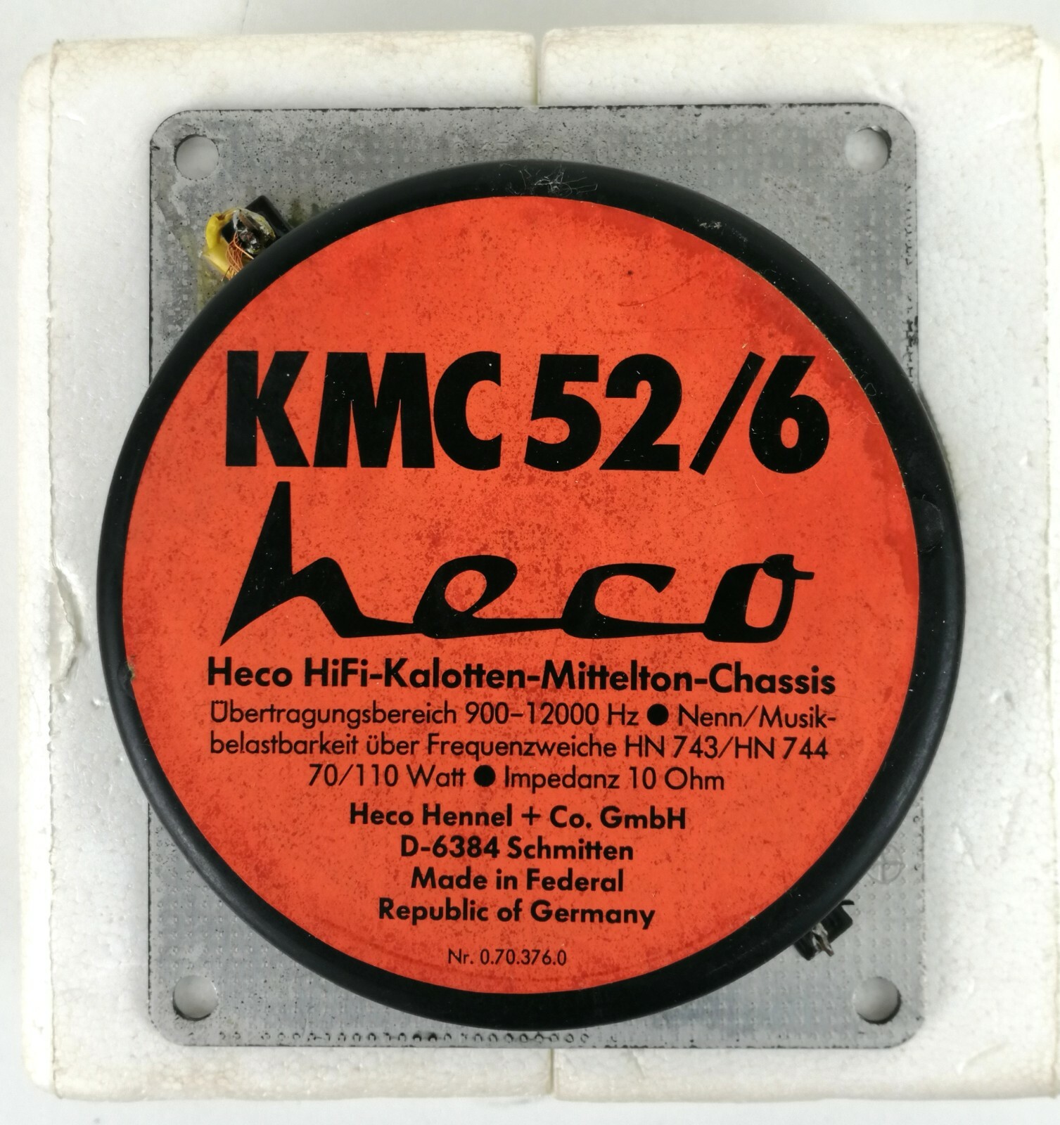 HECO KMC 52/6 - TWEETER - 70/110W - 10 OHMS - SINGLE TWEETER - NEW ...
