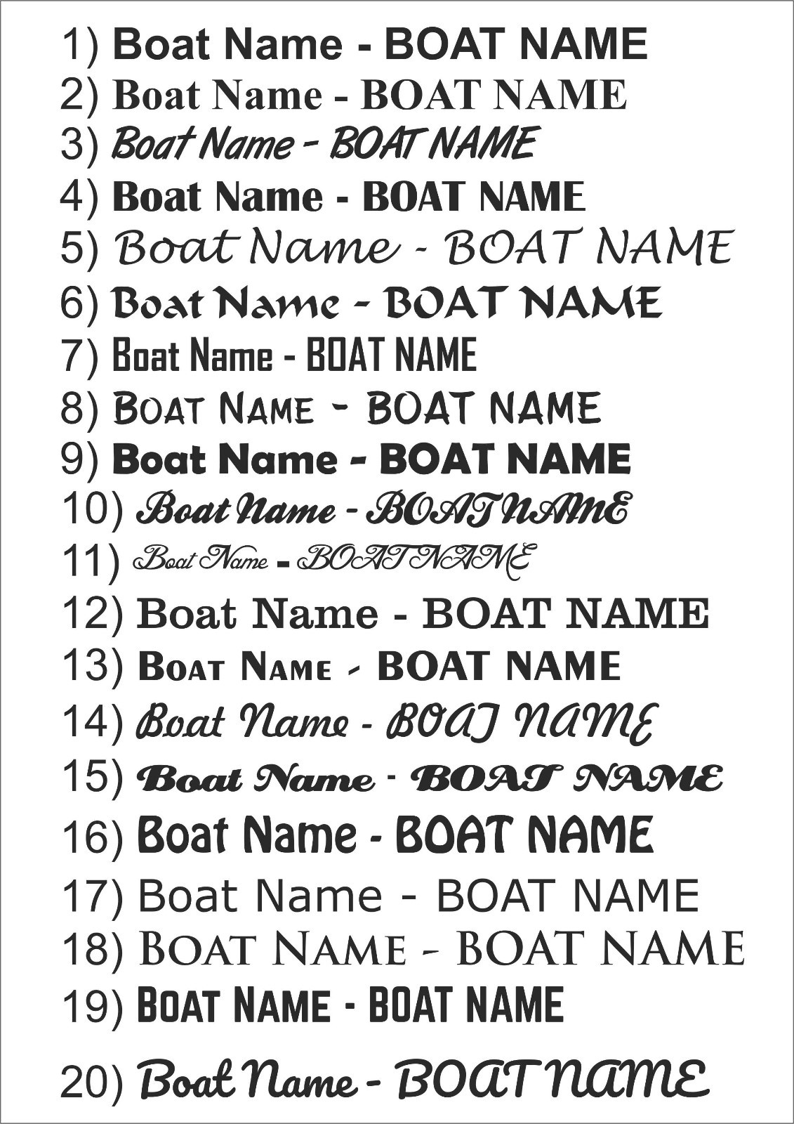 4 x Vinyl Boat Name Sticker Decals | Boat Name Stickers | Self Adhesive ...