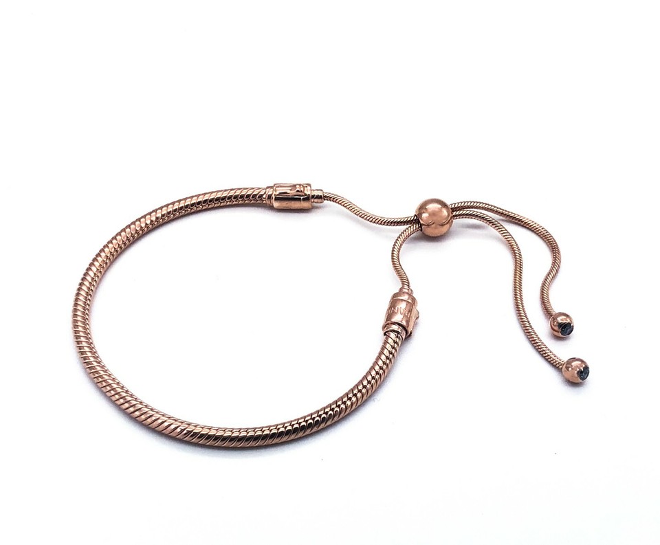 PANDORA Rose Shine Gold Sliding Chain Charm Bracelet 569652C0 589652C0 ...