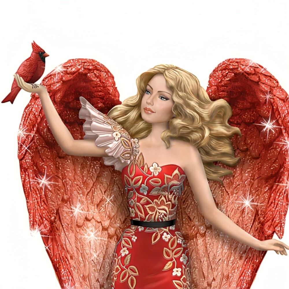 The Hamilton Collection Wings of Peace Angel And Cardinal Figurine 7 ...