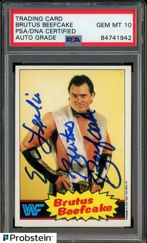 Brutus Beefcake WWF WWE Signed Autograph 1985 Topps Rookie Card #10 PSA ...