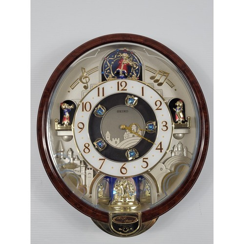 Seiko Melodies In Motion Musical Clock Hi-Fi Beatles Songs QXM160BRH ...