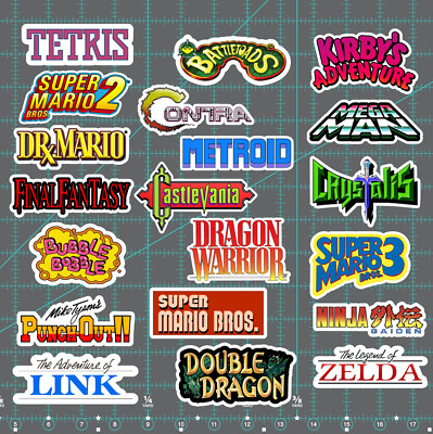 20 Nintendo NES Logo Stickers - White, Clear or Holographic ...