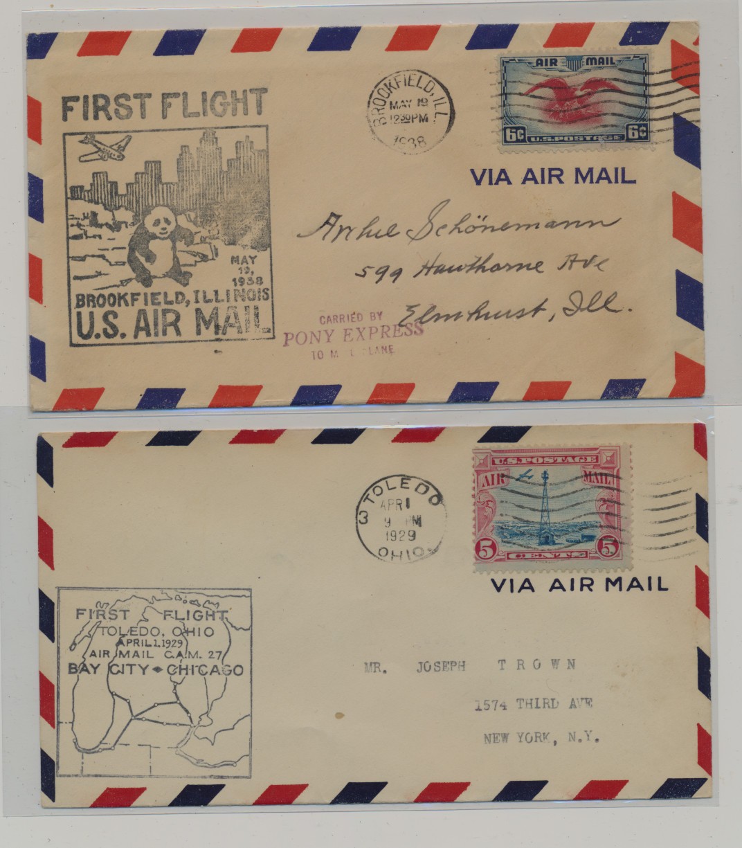 US - 2 Airmail Covers Lot # 165 | eBay