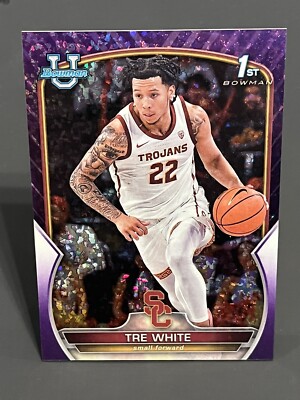 TRE WHITE 2022-23 Bowman University Chrome Purple Shimmer SP #32 346/ ...