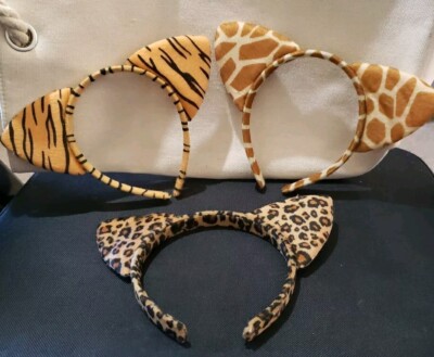 Girls Headbands 3 Animal Prints Giraffe Cheetah & Tiger Stretchy Animal ...